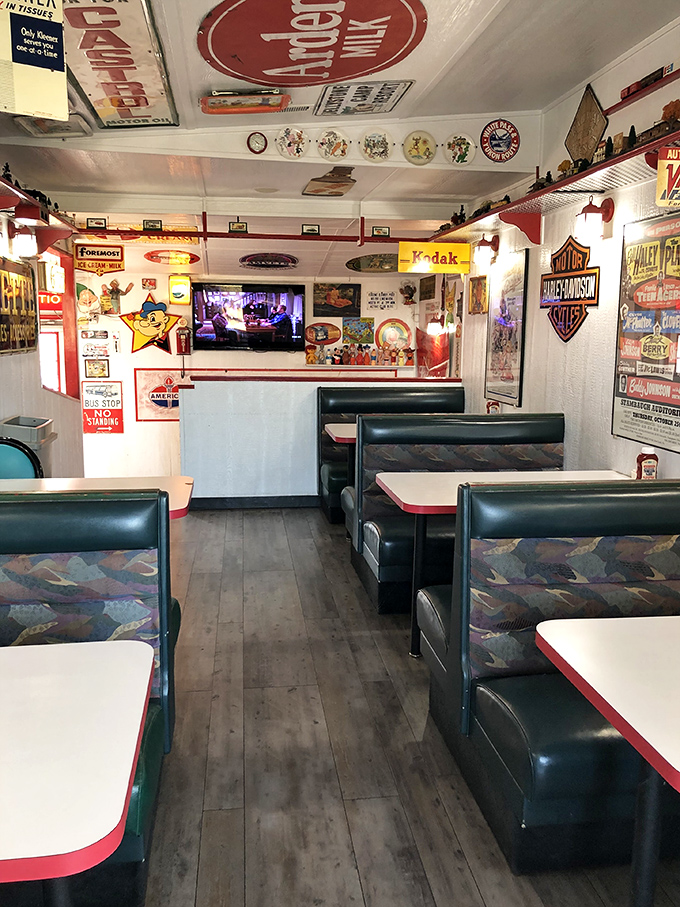 Step inside and time-travel to simpler days. Every inch of wall space tells a story, while those vinyl booths have heard thousands more.