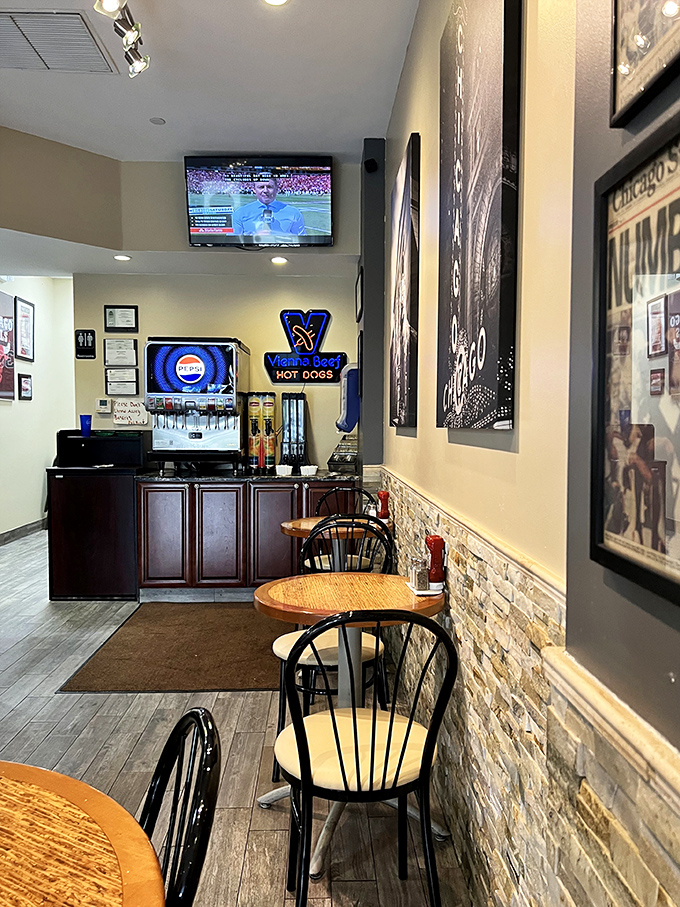 Inside, Chicago sports memorabilia and cozy seating create that perfect "neighborhood joint" vibe where calories don't count and napkins are mandatory.