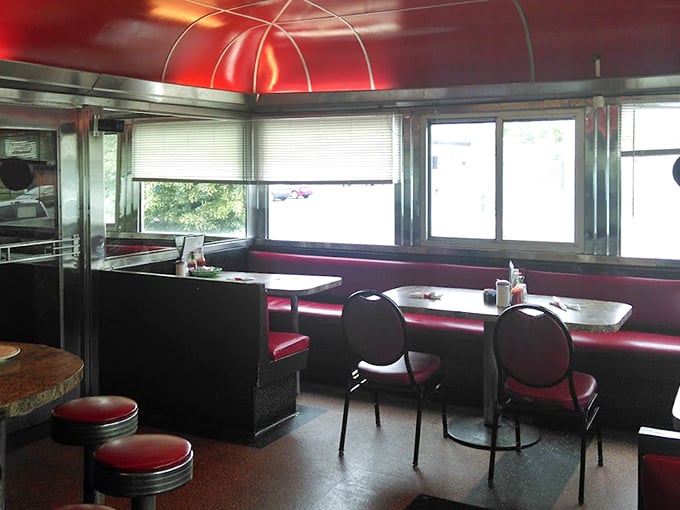 Classic red vinyl booths and chrome trim&mdash;this isn't interior design, it's a comfort hug in restaurant form.