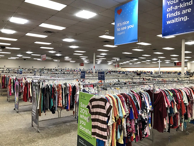 Endless racks of possibility stretch before you. This isn't shopping; it's a treasure hunt with fluorescent lighting.