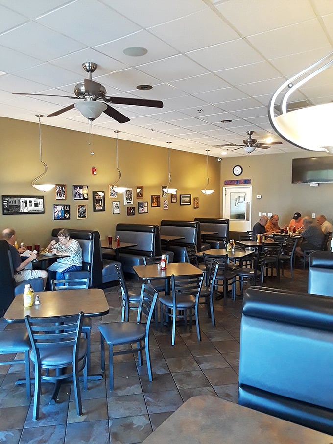 Classic deli ambiance with comfortable booths and framed memories on the walls &ndash; where conversations flow as freely as the coffee refills.