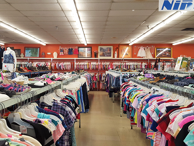 A rainbow of possibilities awaits in the clothing section, where yesterday's fashion finds new life and new stories.