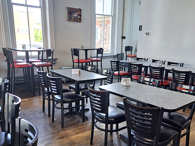 Simple, clean, and inviting&mdash;the dining room at Mamie's offers the perfect backdrop for the real star of the show: food that makes you want to hug the chef.