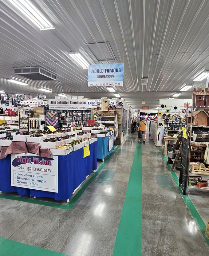 Follow the green path to retail nirvana! This climate-controlled treasure hunt features everything from "world famous" sunglasses to handcrafted curiosities. 