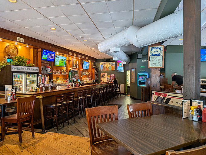 Where memories are made and stories are shared&mdash;wooden chairs, exposed brick, and a well-worn bar create the perfect backdrop for Cleveland comfort.