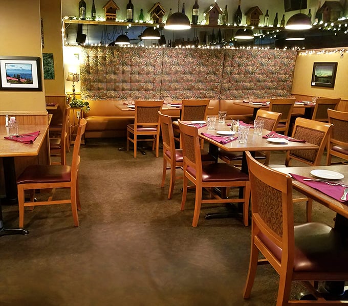 Cozy wooden chairs, floral accents, and twinkling lights create the perfect Alaskan dining sanctuary&mdash;somewhere between "special occasion" and "welcome home."