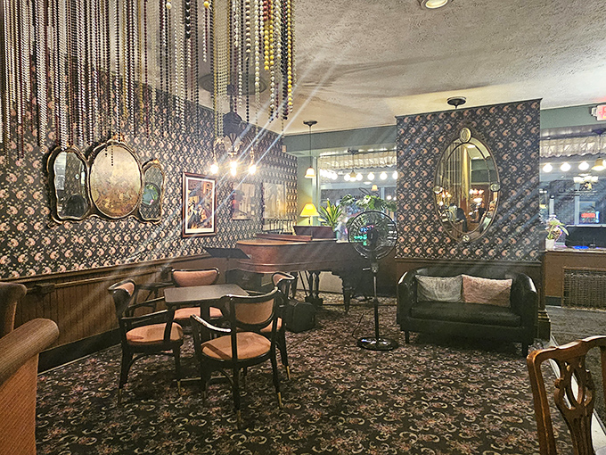 Step inside and time travel begins &ndash; patterned wallpaper, vintage mirrors, and plush seating create an atmosphere where Frank Sinatra wouldn't look out of place ordering seconds.