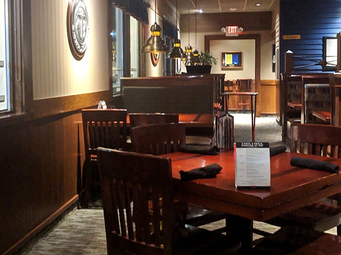 Where nautical meets Nebraska nice. The warm wood tones and comfortable booths create an atmosphere that says "special occasion" without the stuffiness.