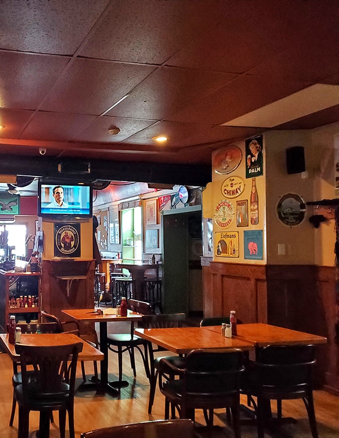 Inside, vintage beer signs and warm wood paneling create that perfect "Cheers" vibe&mdash;where everybody might not know your name yet, but they soon will.