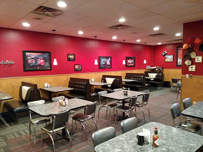 Classic diner aesthetics with a personal touch—where every booth has witnessed countless North Dakota mornings and the memorabilia tells stories the menu doesn't.