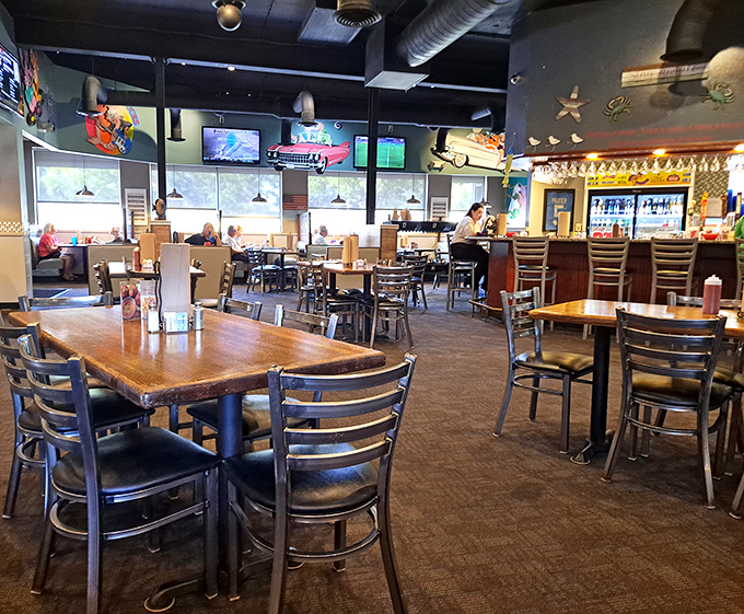 Inside, wooden tables and nautical touches create that perfect "I've found my new favorite spot" atmosphere where memories are made between bites.