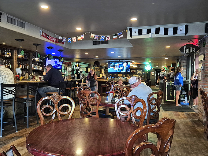 Where everybody knows your name &ndash; or will by your second visit. The warm wood and cozy seating create that "just one more pint" atmosphere.