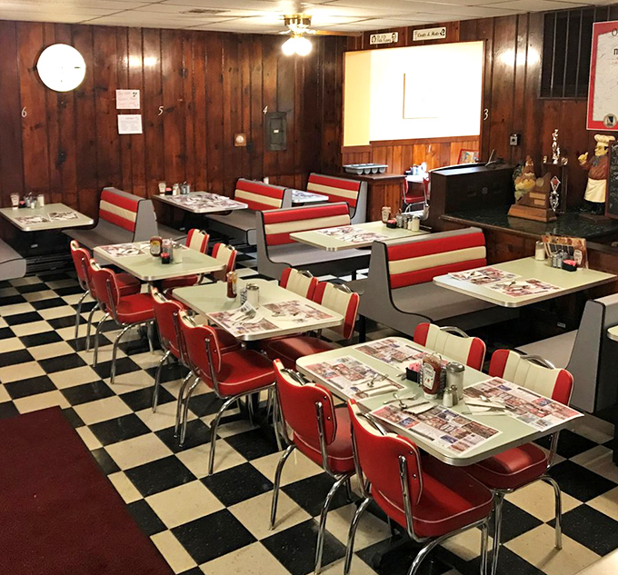 Step into a time machine disguised as a diner. The checkerboard floor and red vinyl booths aren't retro-chic&mdash;they're authentically retro, the real McCoy of comfort dining.