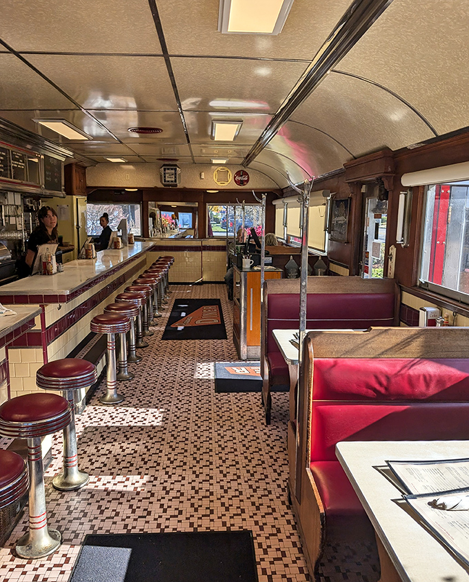 Step inside and you're transported to the golden age of diners&mdash;cherry-red stools, vintage booths, and that unmistakable curved ceiling promising comfort food paradise.