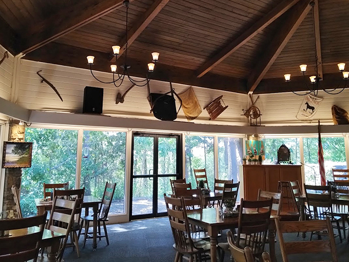 Wooden beams, rustic artifacts, and natural light create the perfect backdrop for food that tastes like your grandmother's kitchen&mdash;if your grandmother was an Ozark culinary genius.