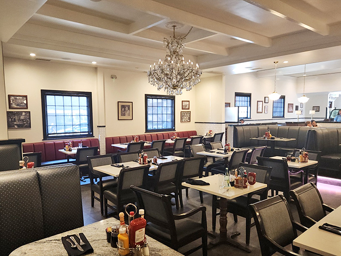 Crystal chandeliers and white tablecloths prove that pancakes deserve the same elegance as a state dinner.