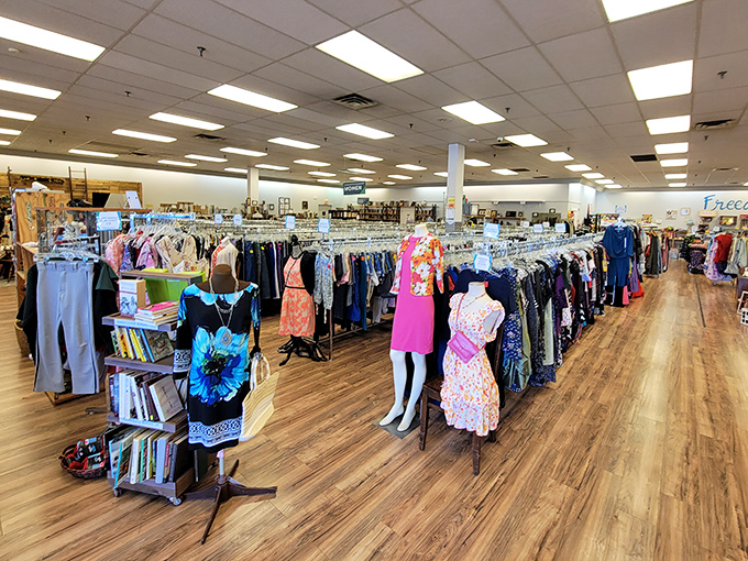 A bargain hunter's paradise stretches before you, where mannequins model yesterday's fashion that's somehow more stylish than what's in your closet right now.