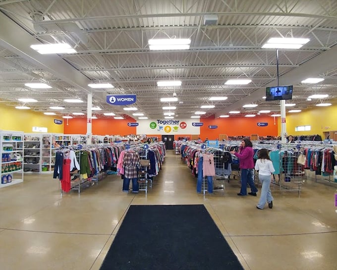 A retail rainbow awaits as you enter. The meticulous organization here would make Marie Kondo weep tears of joy.