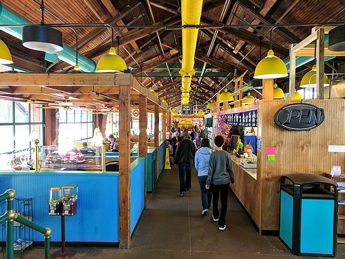 Inside, wooden beams and bright yellow pendant lights create the perfect no-nonsense atmosphere where the seafood, not the decor, rightfully steals the show.