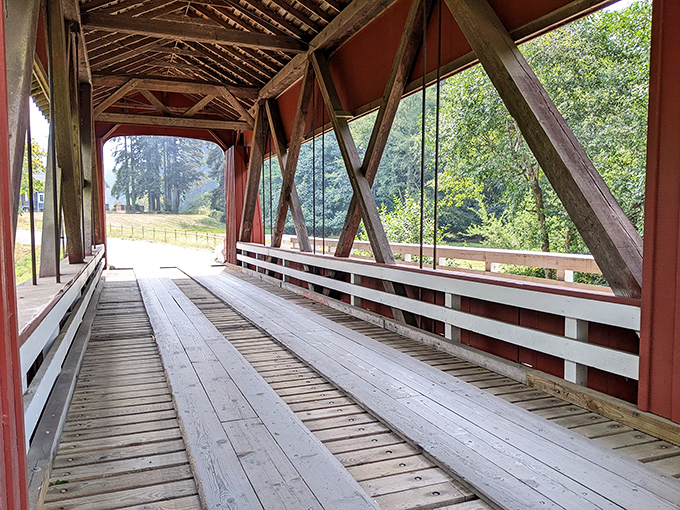 Step inside and you're transported to another era. The wooden skeleton reveals itself&mdash;a masterclass in craftsmanship that's survived decades of service.