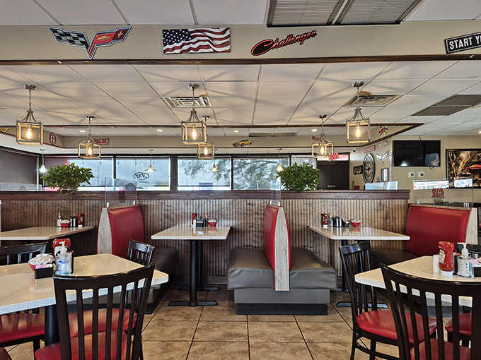 Classic Americana lives in these red vinyl booths where coffee flows freely and strangers become friends over shared maple syrup drizzles.