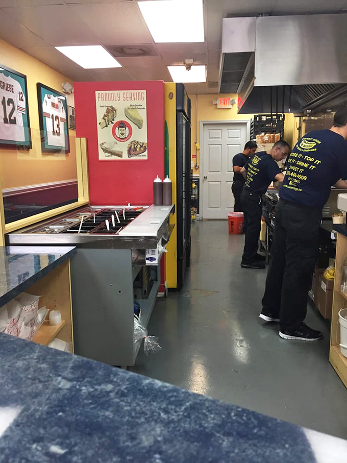 Behind the scenes at Sweet Dogs, where the magic happens. Like NASA for hot dogs, but with better smells and tastier results.