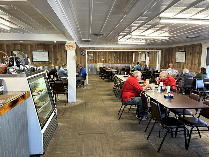 Inside, wood-paneled walls and simple furnishings create the perfect backdrop for serious eating. No distractions from the main event: exceptional food.