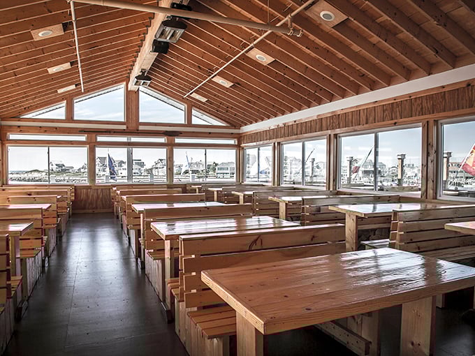 Simple wooden tables with million-dollar views. In Rhode Island's seafood hierarchy, sometimes the most unassuming thrones serve the finest ocean royalty.
