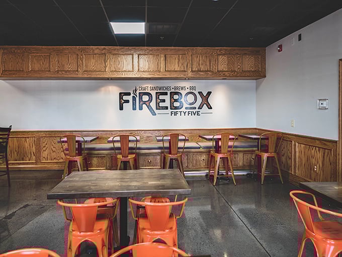 The interior keeps it simple with warm wood paneling and those signature orange chairs &ndash; because when the food is this good, fancy d&eacute;cor would just be a distraction.