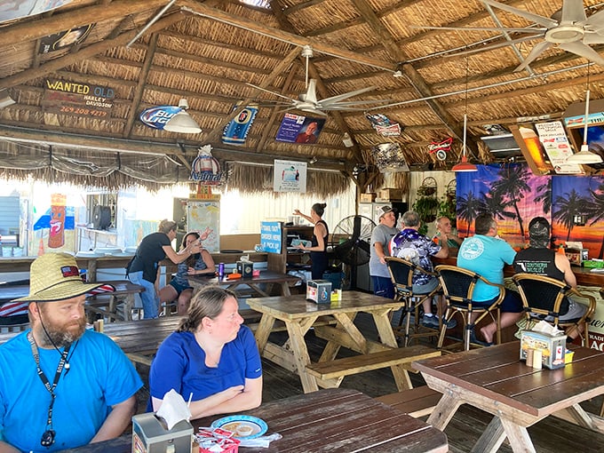 Where picnic tables meet paradise. The interior feels like your friend's beach house&mdash;if your friend happened to collect beer signs and fishing memorabilia.