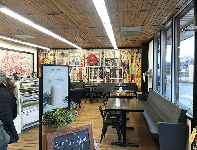 Wooden ceiling beams and rustic walls create the perfect backdrop for sugar-induced euphoria. Like Hemingway's Paris, but with donuts.