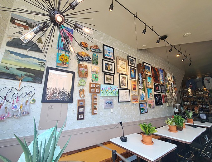 Local art transforms this cafe into a gallery where the pastries compete with paintings for your attention. Culture and carbs—a perfect pairing.