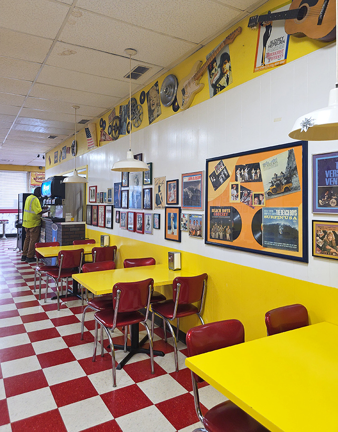 Step inside and you're transported to a musical time capsule where Elvis watches over your meal and the checkered floor practically begs for a sock hop.