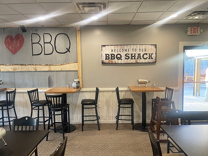 Peace, Love, BBQ &ndash; the holy trinity of comfort food philosophy adorns walls where memories are made between bites of brisket.