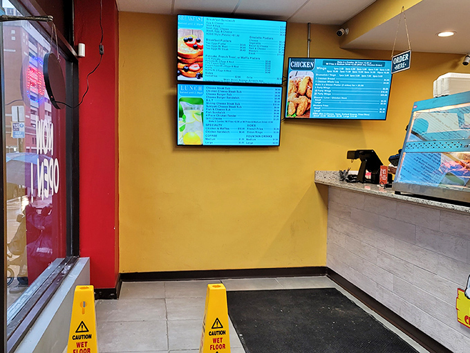 No-frills interior with a focus on what matters: getting that perfectly fried chicken into your hands as efficiently as possible.