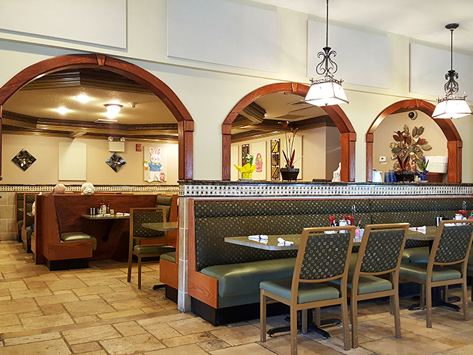 Wooden arches and cozy booths &ndash; the architectural equivalent of a warm hug after a long day of adulting.