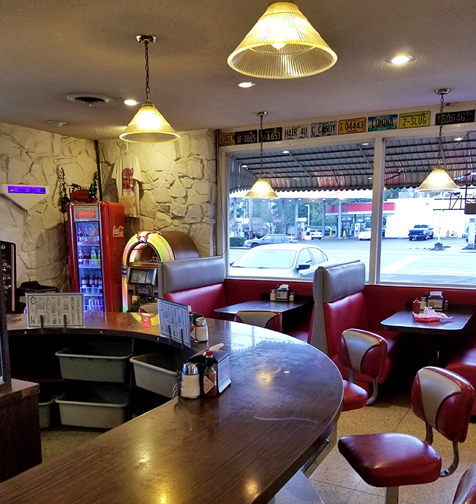 Step inside to find the classic American diner dream: red vinyl booths, vintage decor, and counter seating that invites lingering conversations.