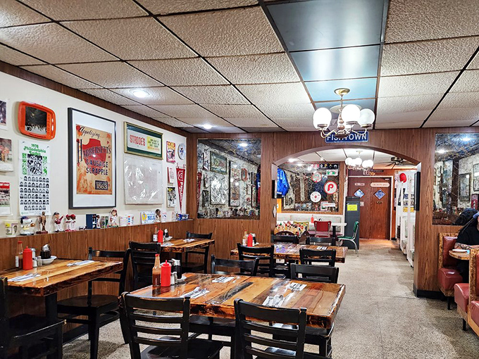 Wood paneling, vintage memorabilia, and tables that have hosted countless conversations&mdash;this isn't retro design, it's authentic diner DNA that can't be replicated.