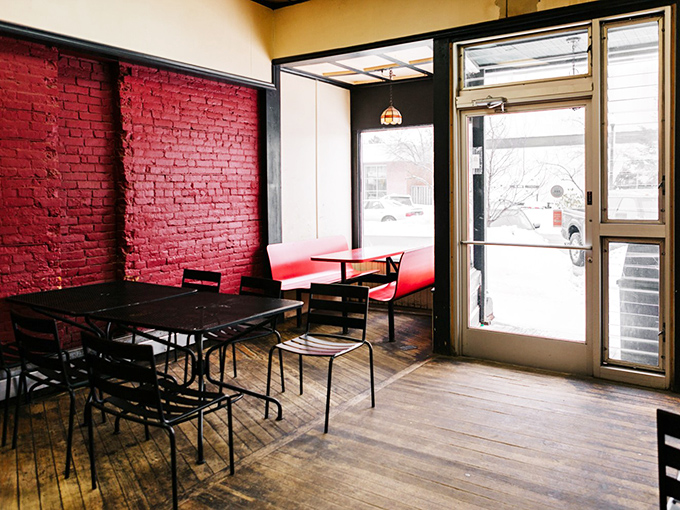 Simple red brick walls and no-nonsense seating tell you everything you need to know&mdash;this place puts all its energy into the food, not fancy d&eacute;cor.