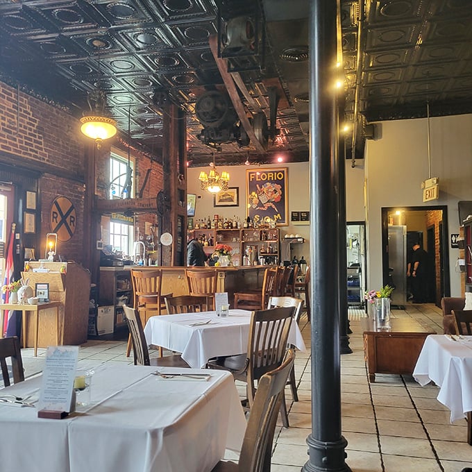 Step inside and time slows down&mdash;exposed brick walls, ornate tin ceilings, and warm wooden accents create an atmosphere that's simultaneously upscale and comfortably familiar.