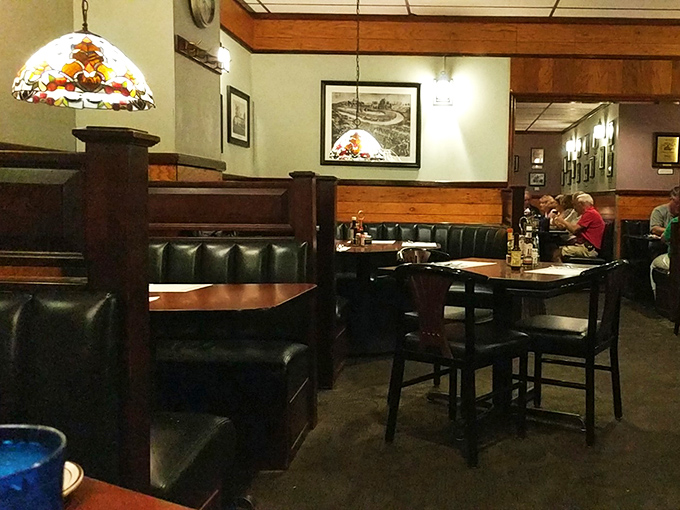 Dark wood paneling and Tiffany-style lamps create that perfect old-school steakhouse ambiance&mdash;the kind where important life decisions and excellent dinner choices happen simultaneously.