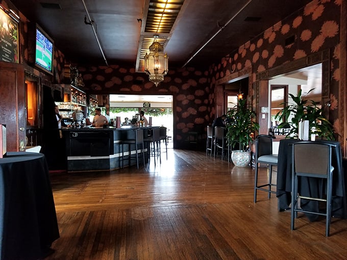 The bar's rich wood paneling and moody lighting create the perfect atmosphere for plotting your next screenplay or savoring a sake flight.