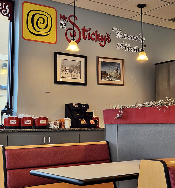 Inside, the spiral logo and "Extremely Addictive!" warning set the tone. Like a support group where everyone's happily fallen off the wagon.