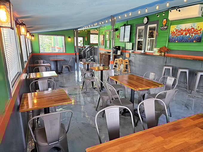 Industrial chic meets Southern comfort in this dining room where metal chairs somehow feel like old friends inviting you to stay awhile.