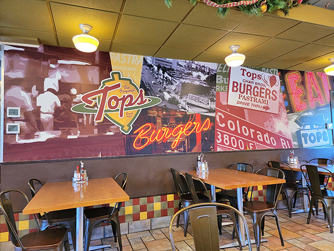 The interior walls tell Pasadena's story through vintage photos and memorabilia—a visual appetizer before the main event.