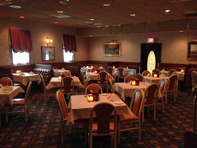 Classic steakhouse elegance without the stuffiness—white tablecloths meet comfortable chairs you can actually sit in for hours.