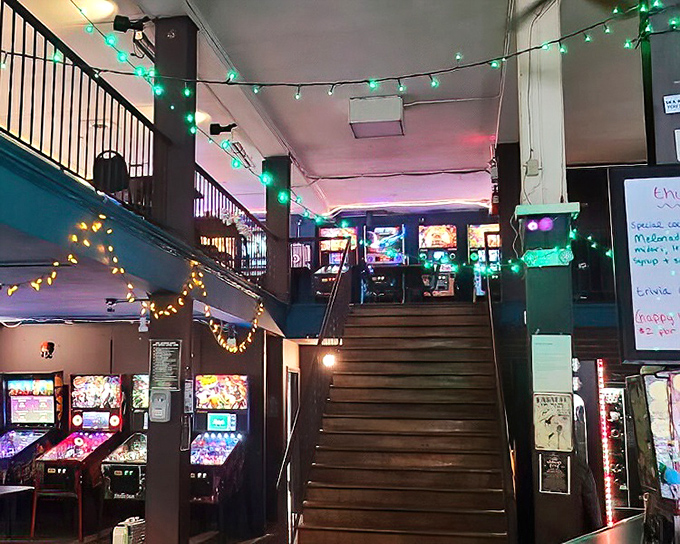 Upstairs for games, downstairs for slurping—this two-story playground proves adulthood doesn't have to be boring when there's pinball and pork belly.