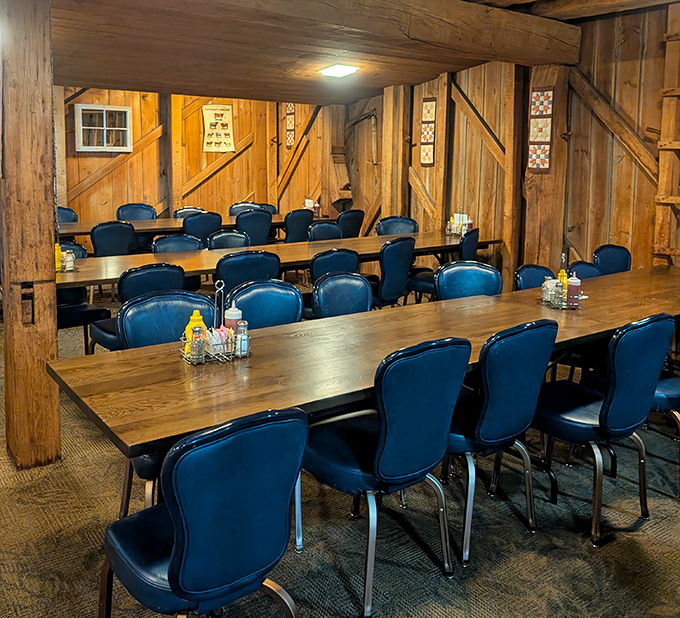 Massive wooden beams frame intimate dining spaces where conversations flow as freely as the gravy. History you can touch&mdash;and taste.