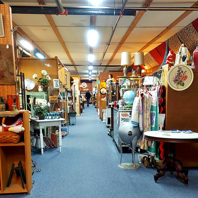 Aisles that beckon you deeper into the rabbit hole of nostalgia. Each booth is a chapter in America's material history waiting to be explored.