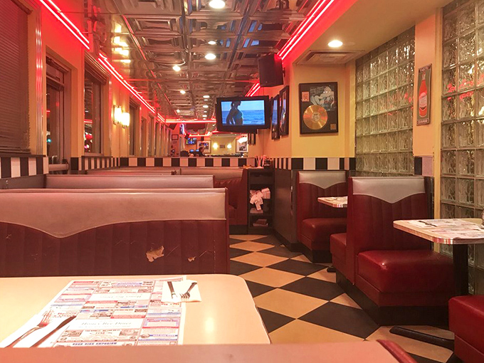 Red vinyl booths, checkerboard floors, and neon lighting&mdash;the holy trinity of authentic diner design that never goes out of style.